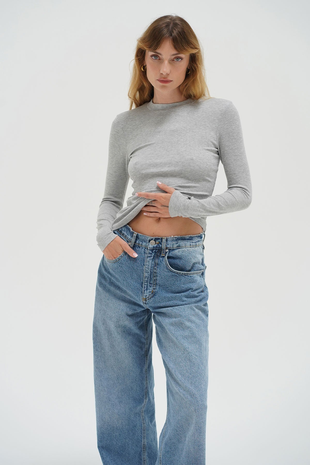 LNA Dalston Ribbed Long Sleeve in Heather Grey – LNA Clothing