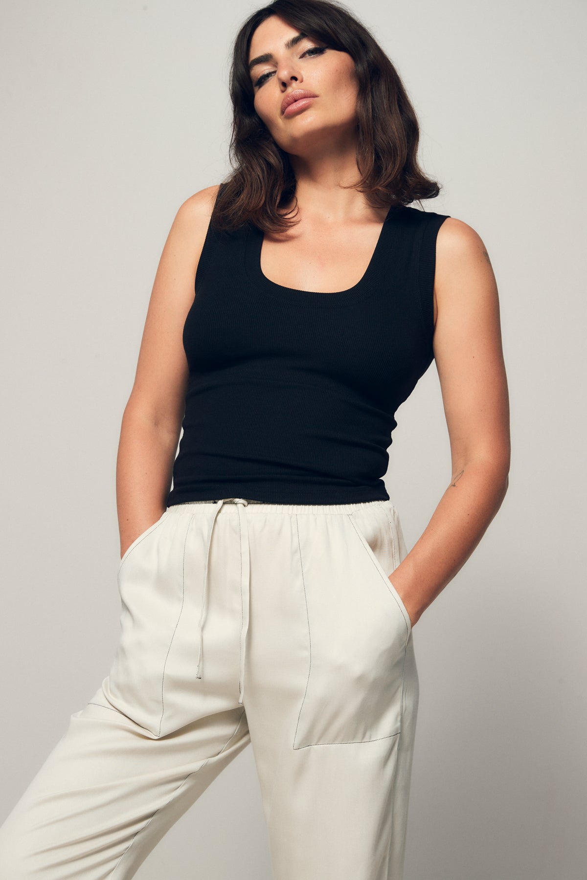 LNA Deep U Ribbed Tank in Black – LNA Clothing